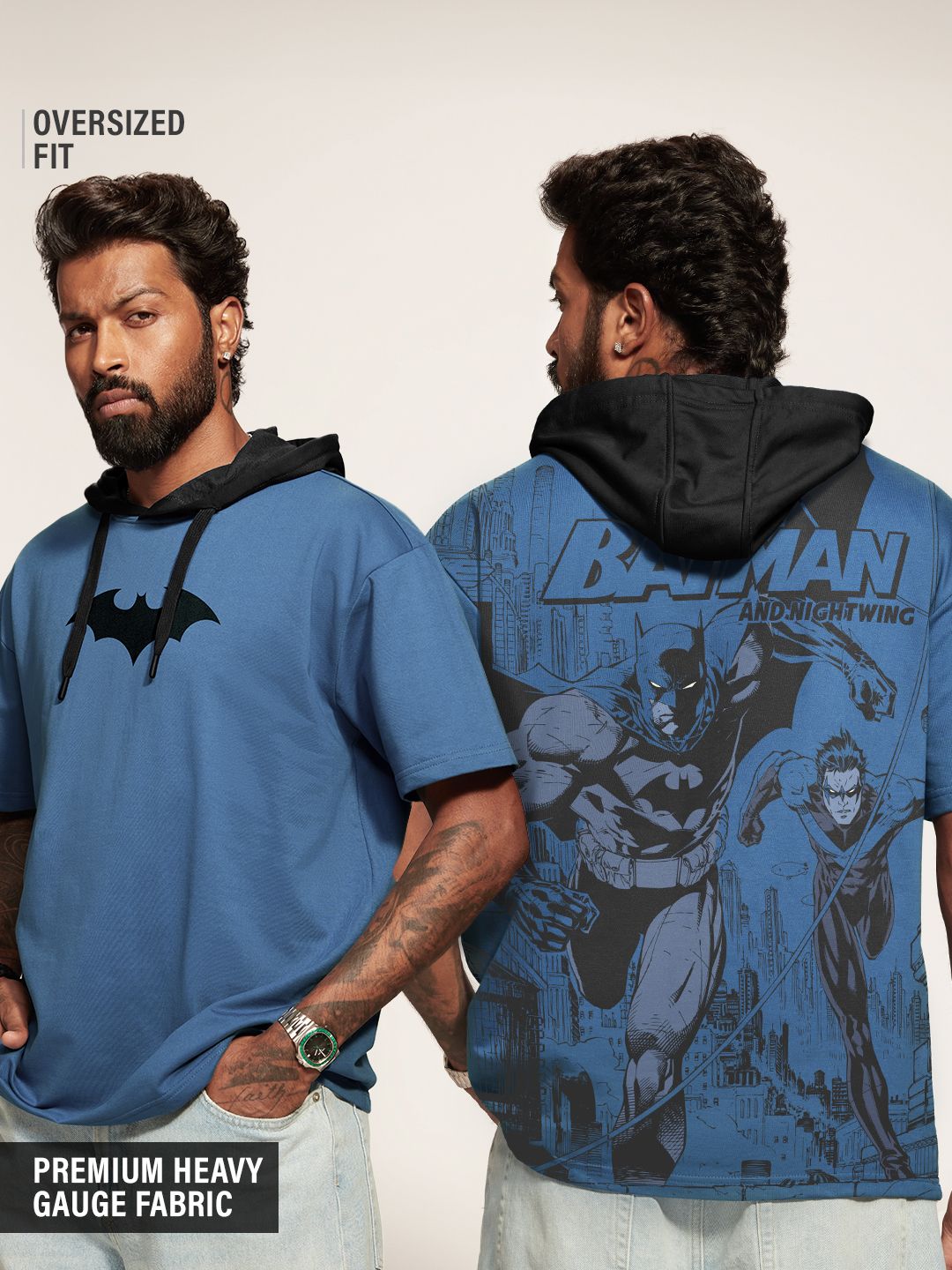 Buy DC: Batman & Nightwing Men Oversized Hooded T-Shirts Online
