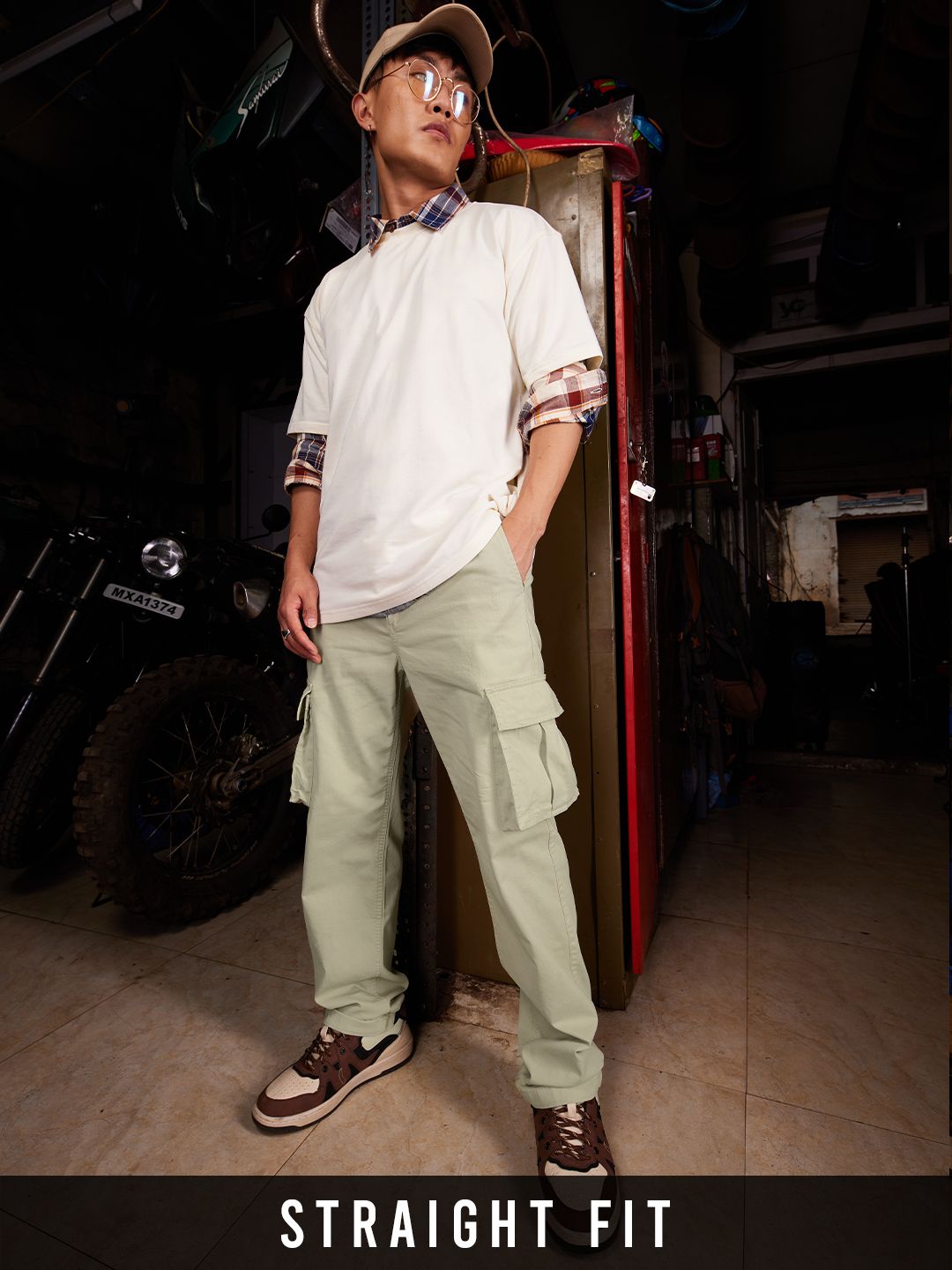 Buy Solids: Light Green Men Cargo Joggers Online