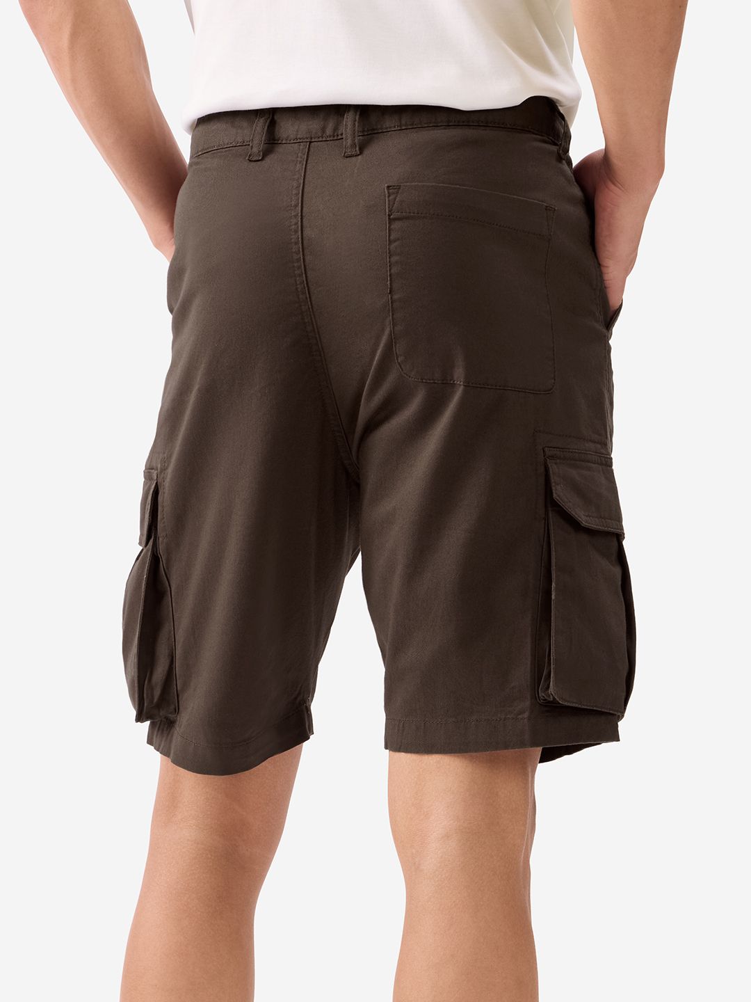 Buy Solids: Dark Brown Men Cargo Shorts Online
