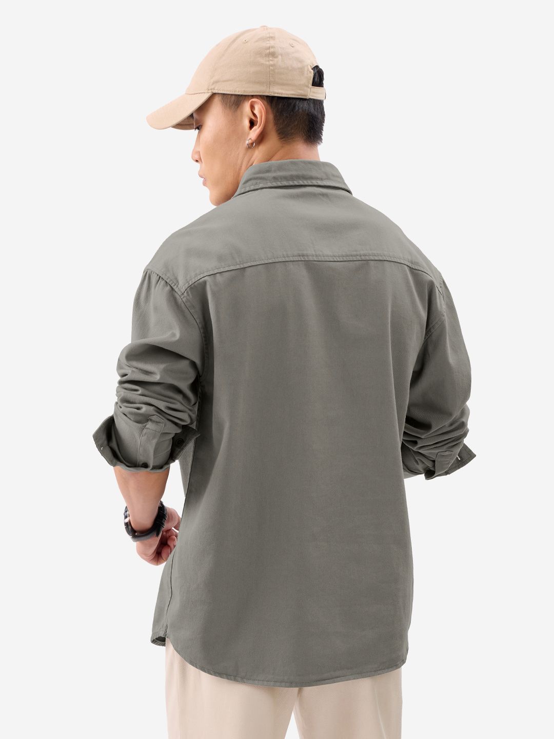 Buy Solids: Misty Grey Men's Utility Shirts Online