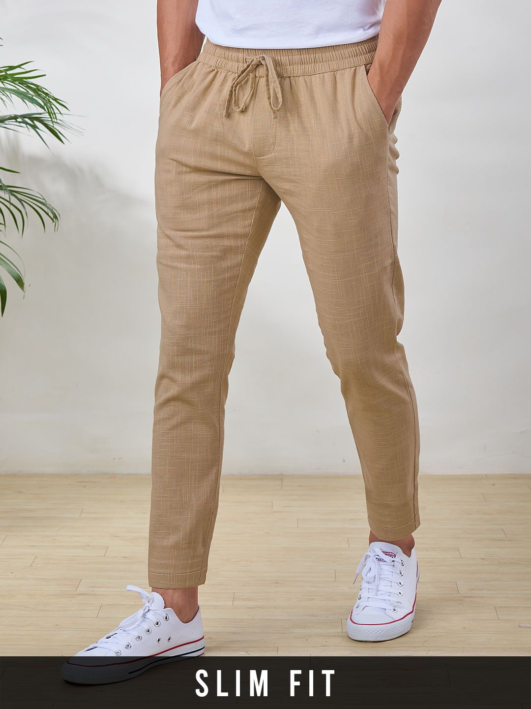 Buy Solids Tan Men's Cotton Pant Online