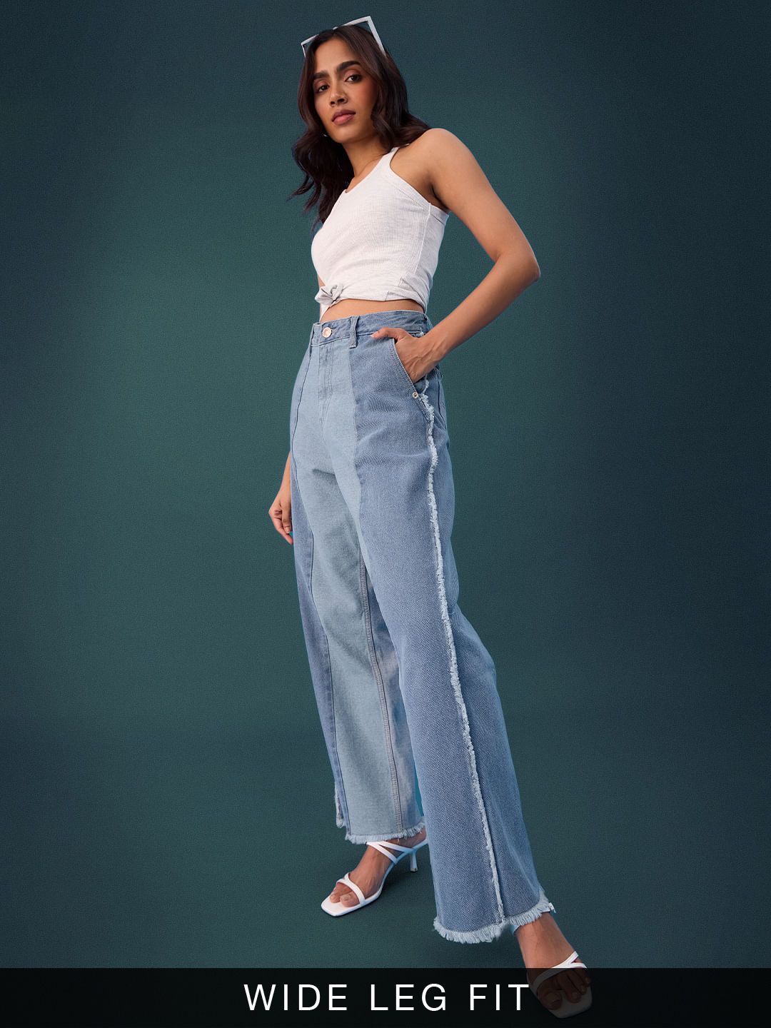 Buy Solids: Sky Blue (Wide Leg Fit) Women Jeans online at The Souled Store.