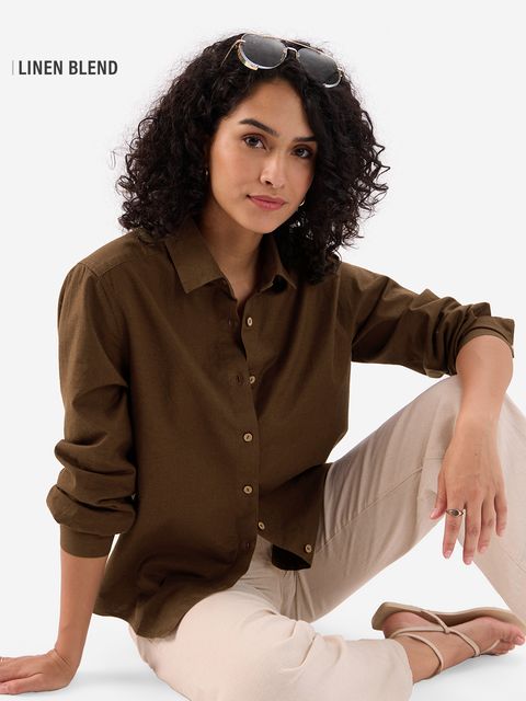 Buy Cotton Linen: Chestnut Women Shirts online at The Souled Store.