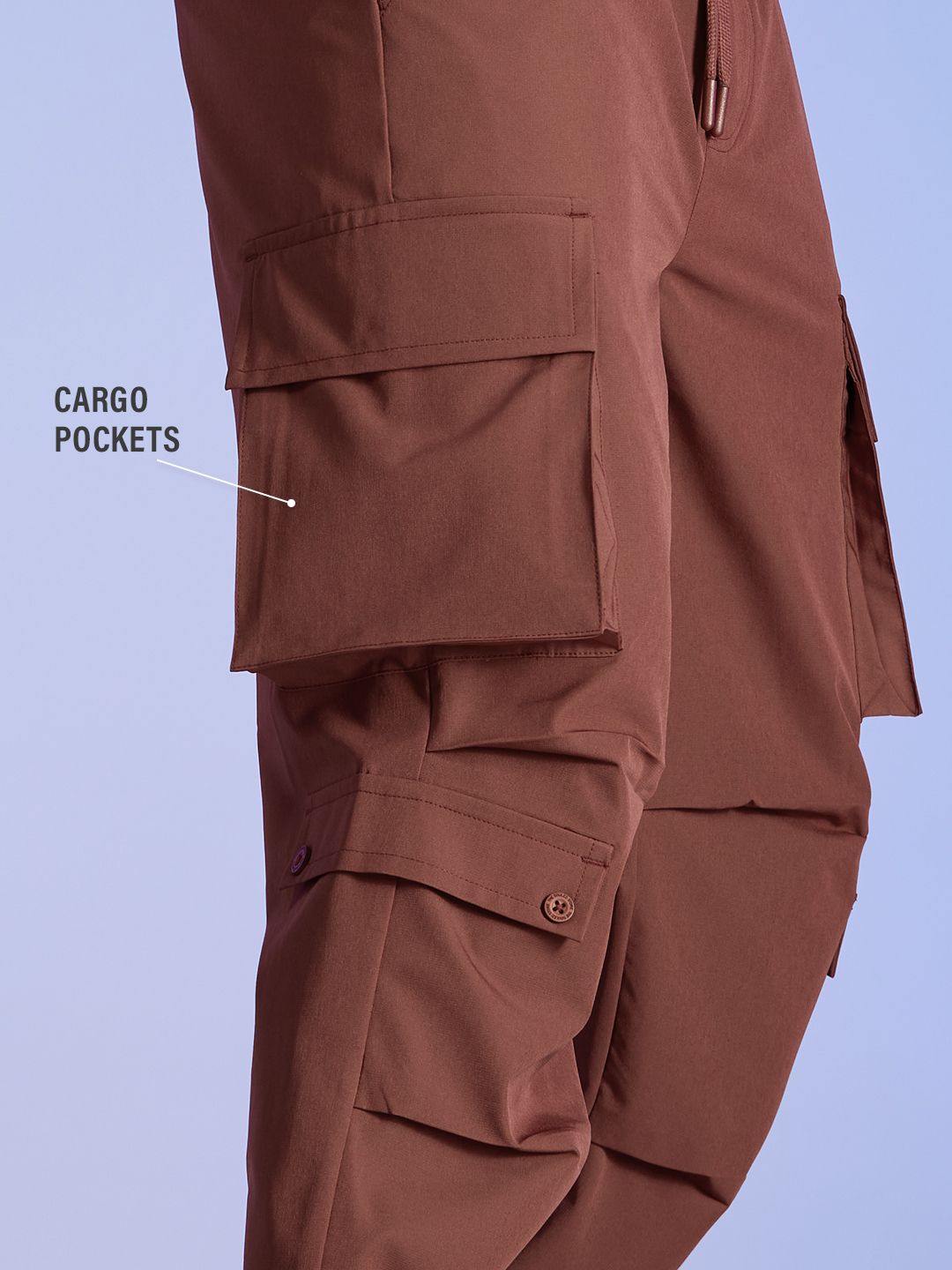 Buy Solids Deep Brown Men Parachute Pants Online