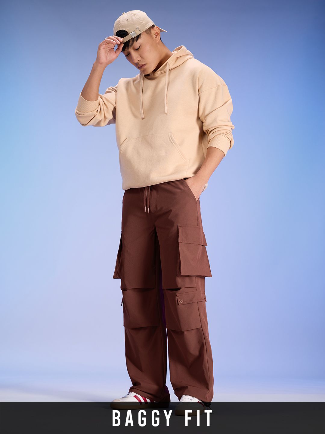 Buy Solids Deep Brown Men Parachute Pants Online