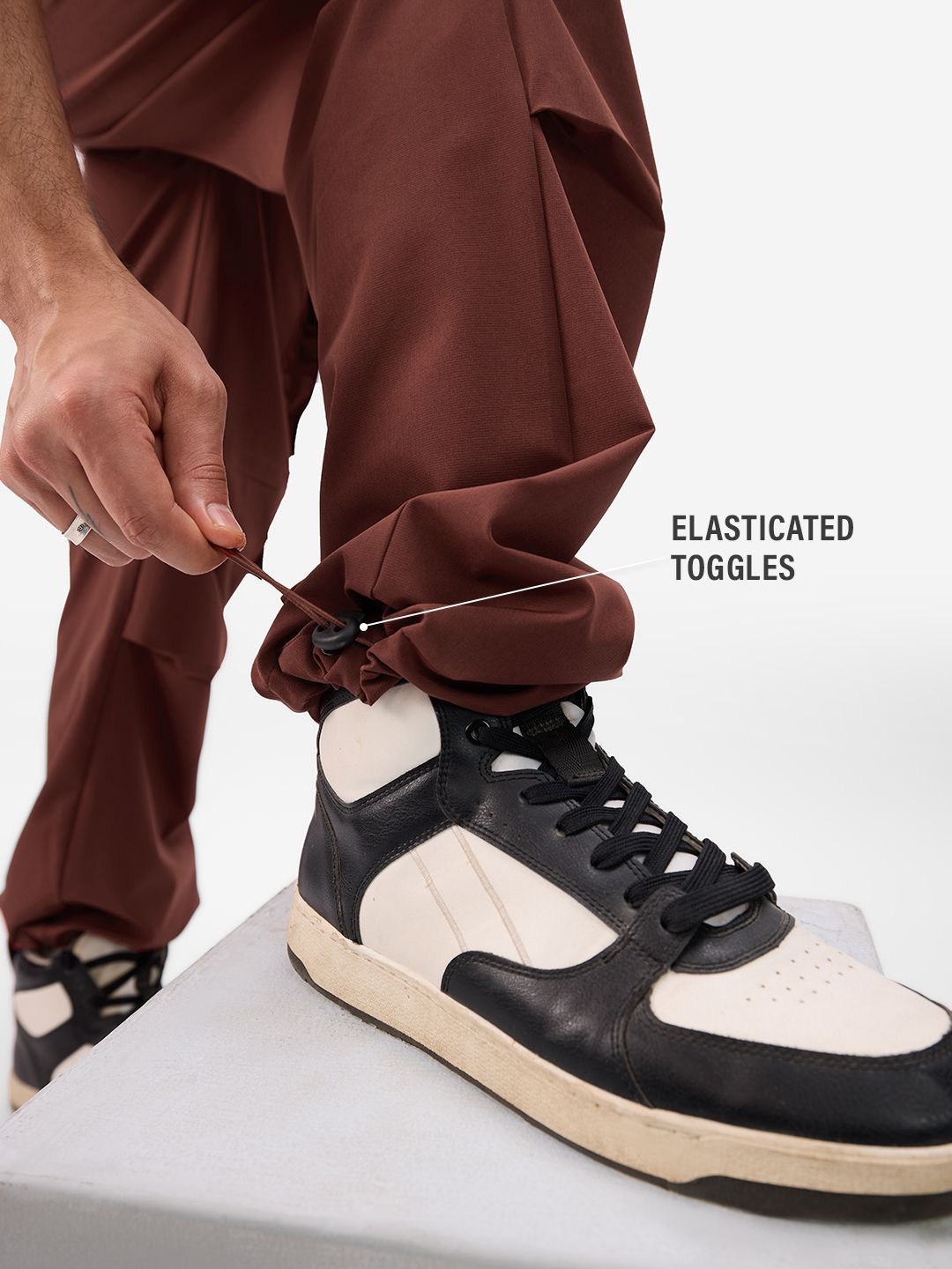 Buy Solids Deep Brown Men Parachute Pants Online