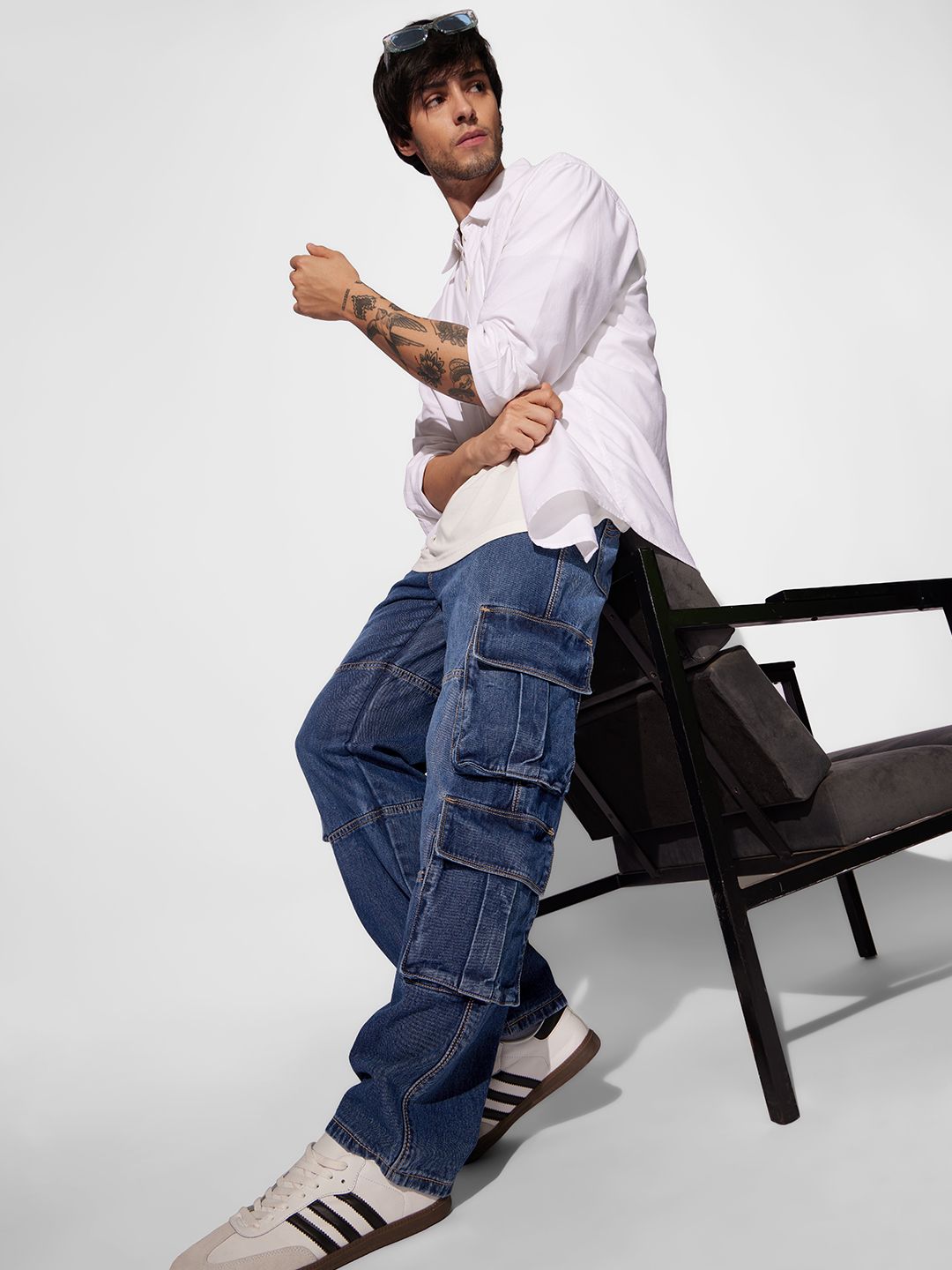 Buy Denim: Washed Blue (Baggy Fit) Men Jeans Online