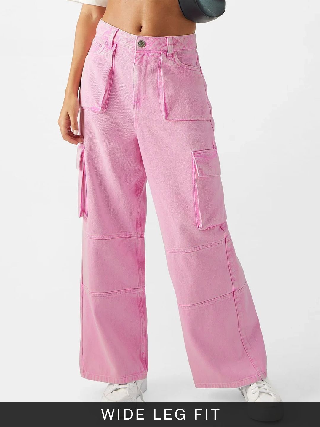 Buy Cargo Jeans: Pink (Wide leg fit) Women Cargo Jeans online at The ...