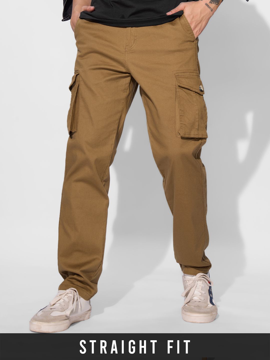 Buy Solids: Rust Men Cargo Pants Online