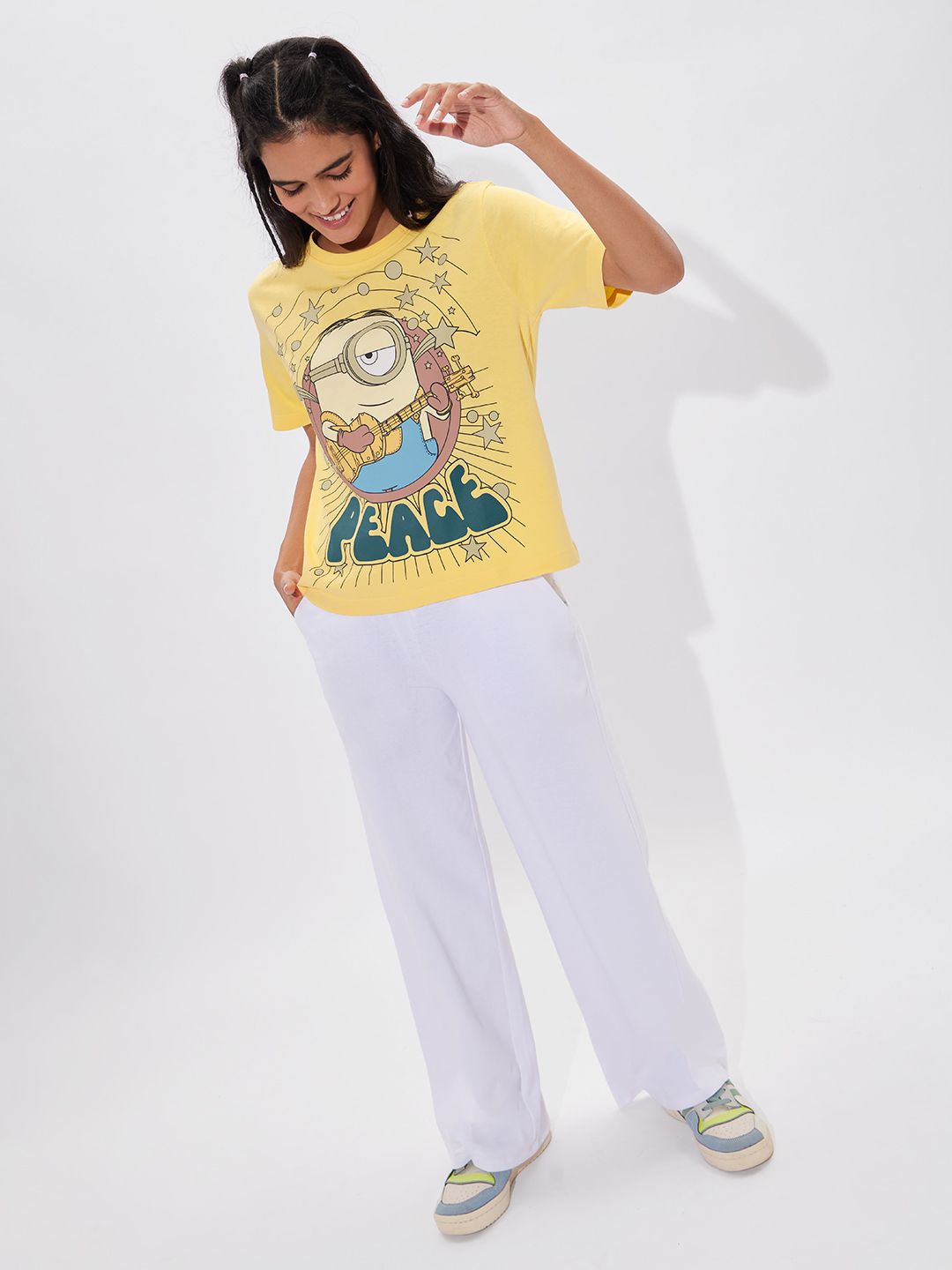 Buy Minions: Peace Women Relaxed Fit T-Shirts online at The Souled Store.
