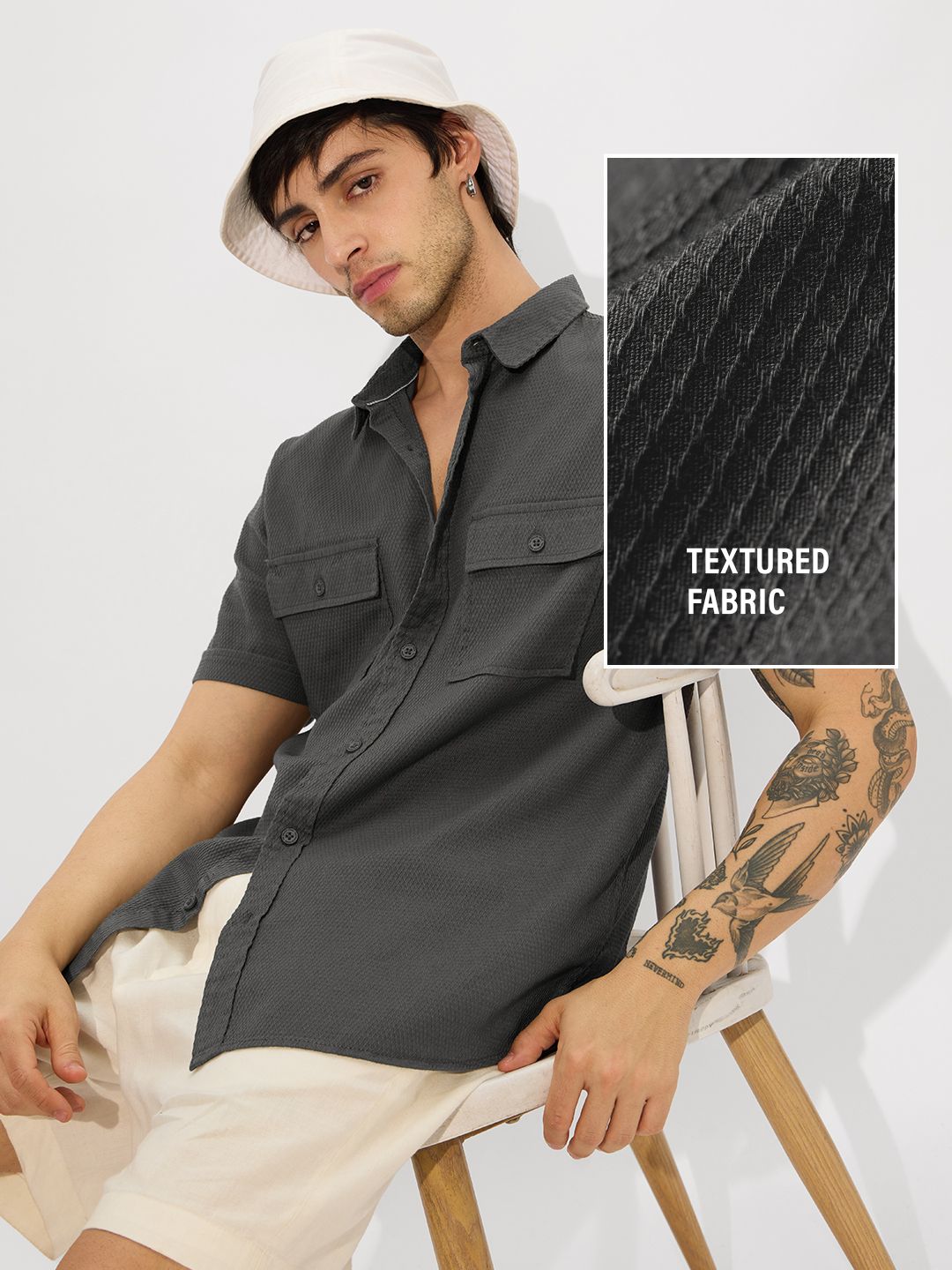 Buy Solids: Blue Grey Men Holiday Shirts Online