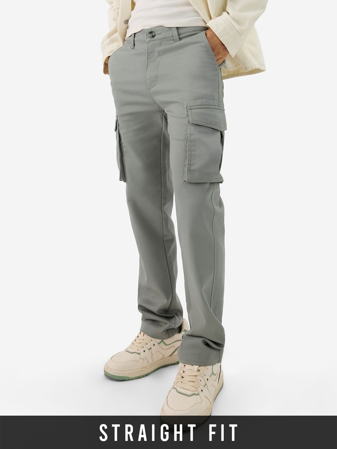 Buy Solids: Ice Grey Men Cargo Pants Online