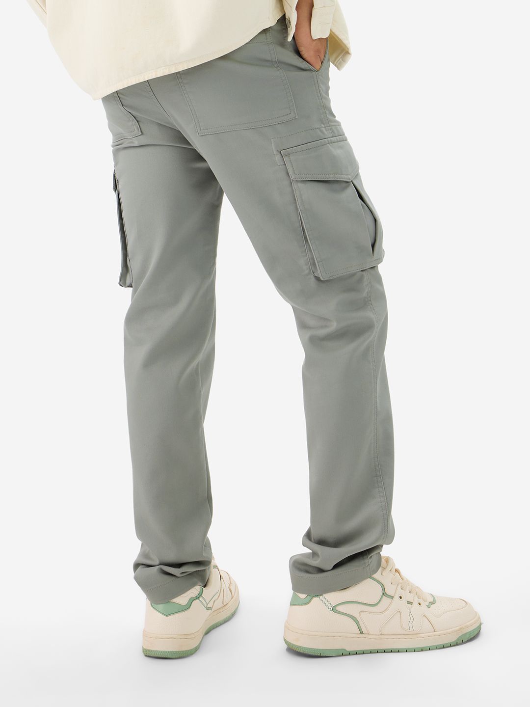 Buy Solids: Ice Grey Men Cargo Pants Online
