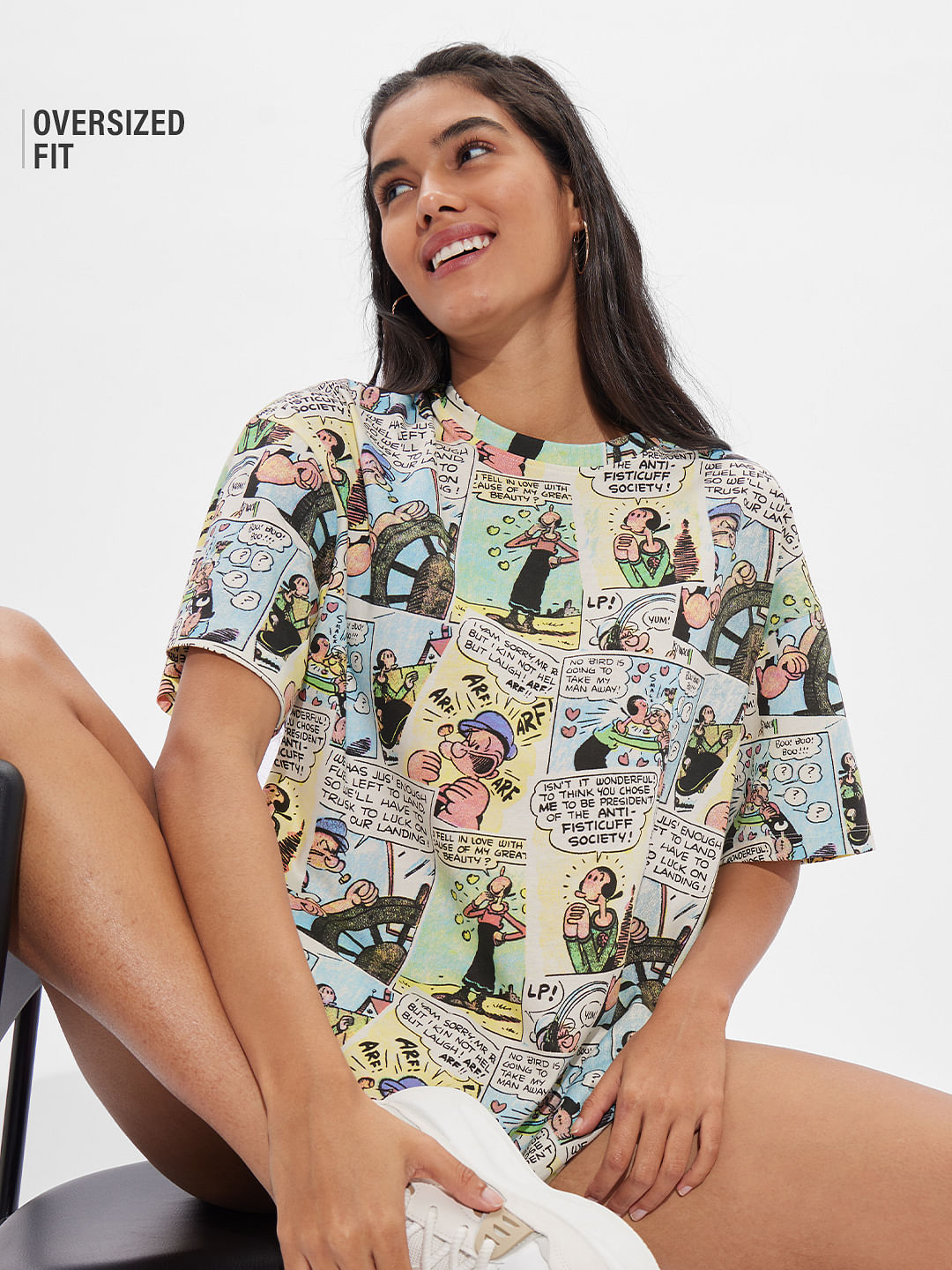 Buy Popeye Comics Women Oversized T Shirts Online