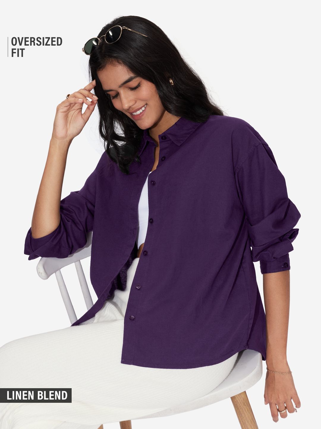 Buy Solids: Royal Purple Women Boyfriend Shirts Online at The Souled Store.