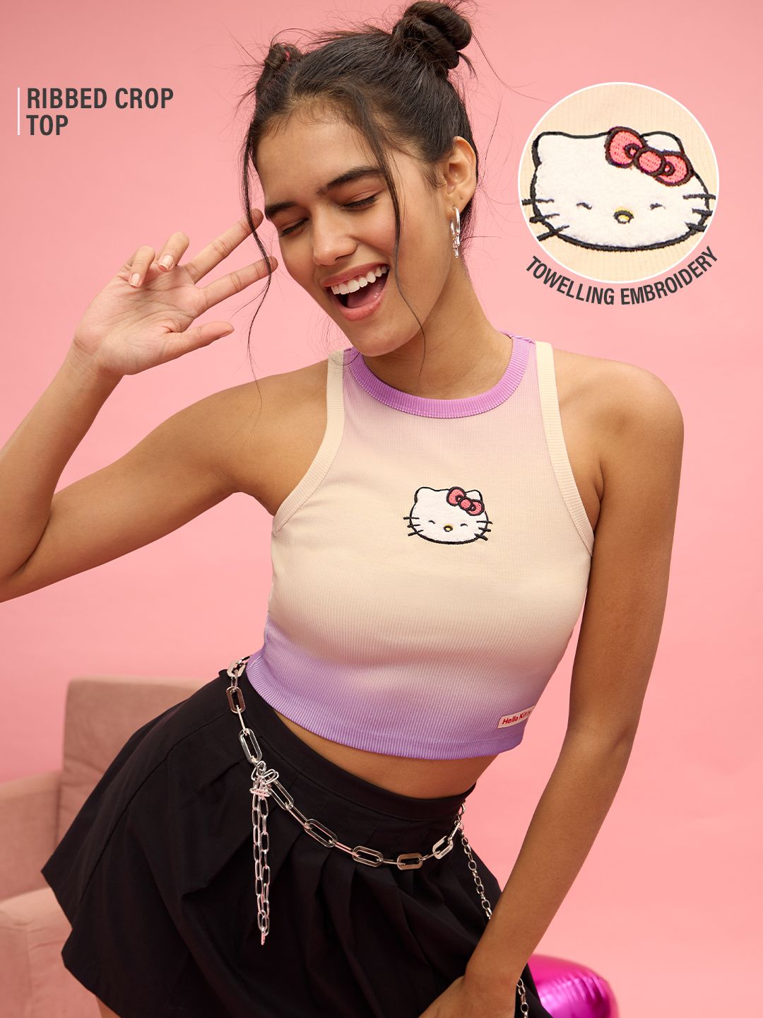Buy Hello Kitty Meow Cropped Tank Tops Online at The Souled Store.