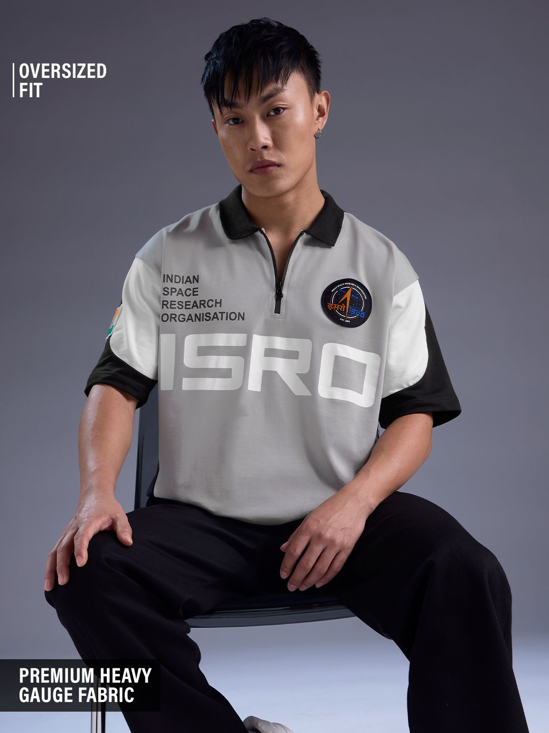 Buy ISRO: Mission To The Moon Zipper Polo Online.