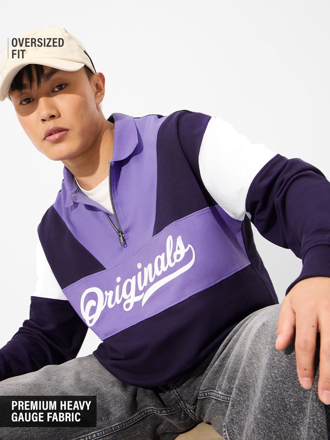 Buy Solids: Pink & Navy Logo Oversized Polo Online