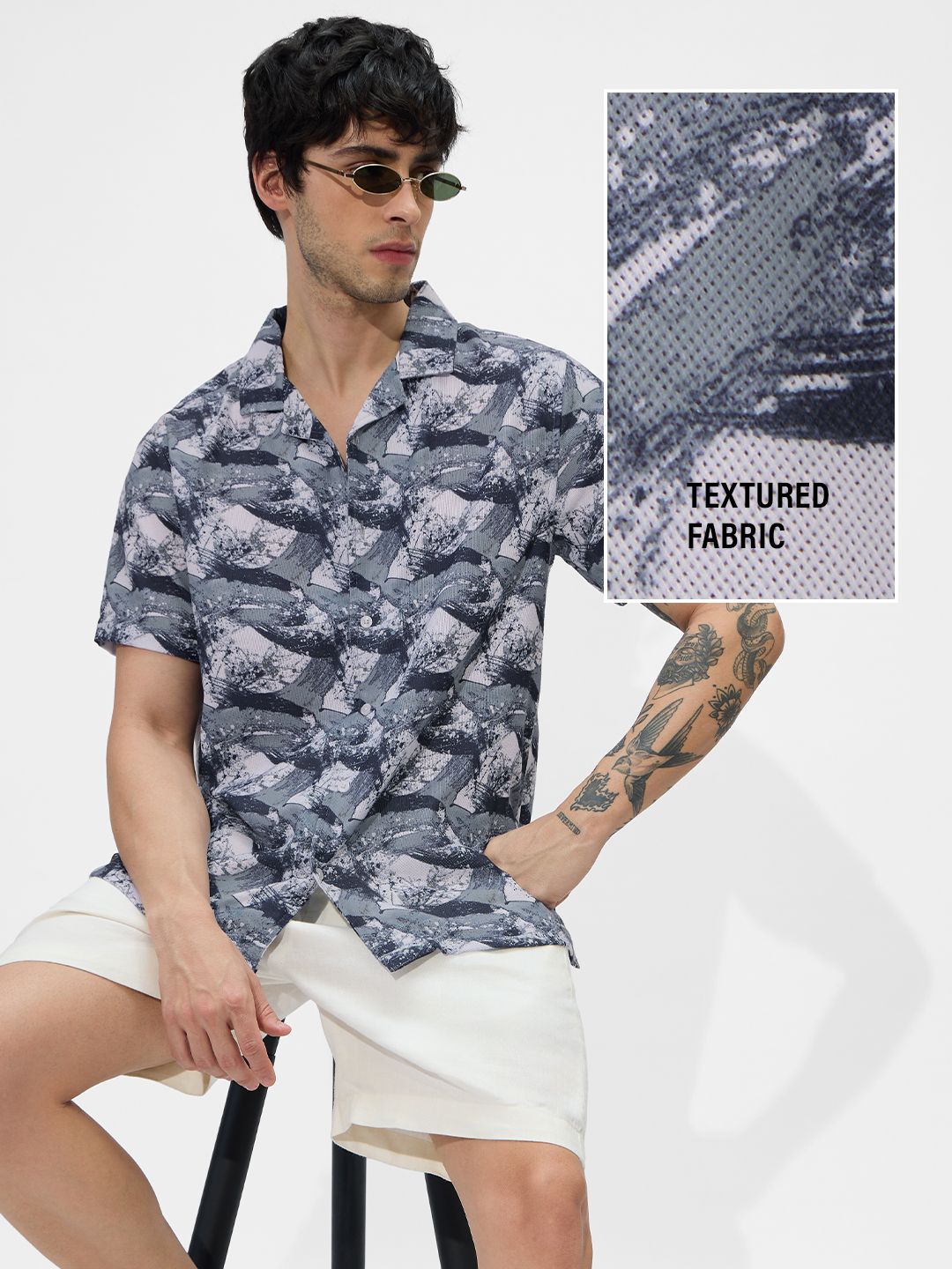 Buy Textured Shirt: Mulberry Knit Shirt Online