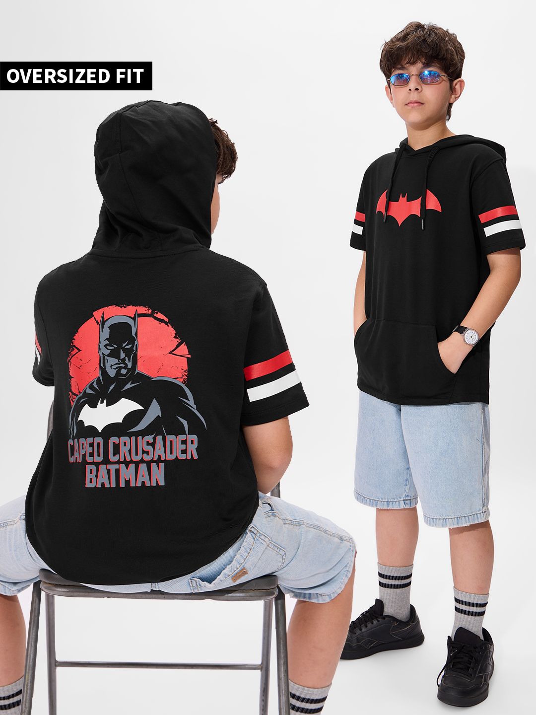 Buy Batman: Caped Crusader Boys Cotton Hooded T-Shirts online at The ...