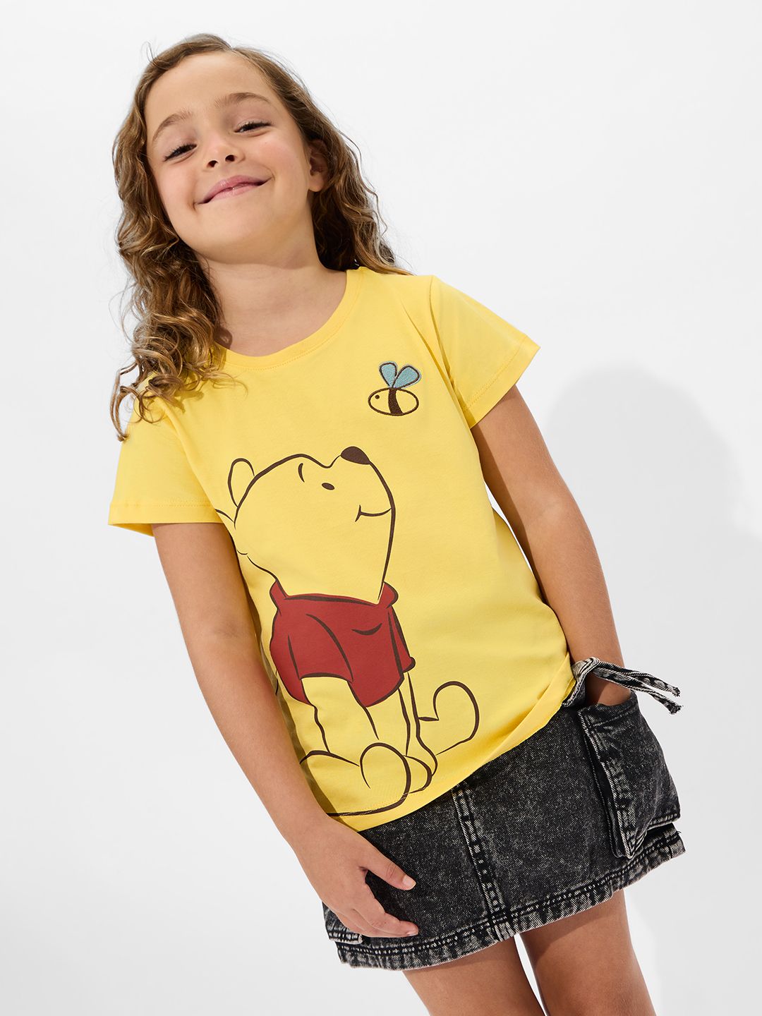 Buy Winnie The Pooh: Chasing Bees Girls Cotton T-Shirts Online