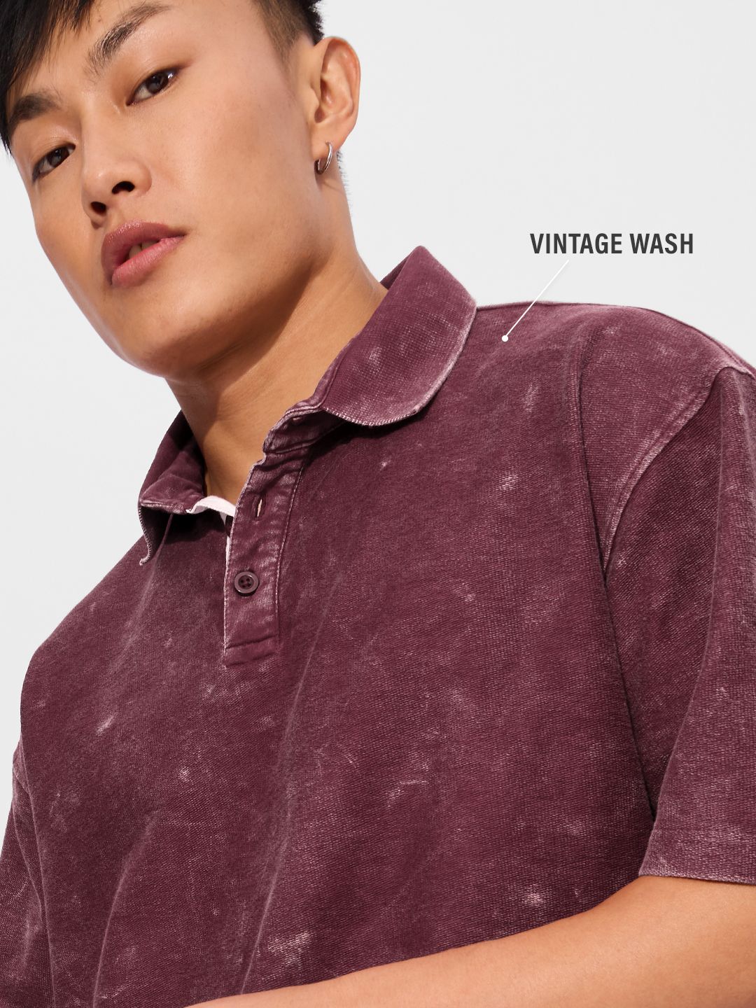 Buy TSS Originals: Burgundy (Acid Washed) Oversized Polo Online.