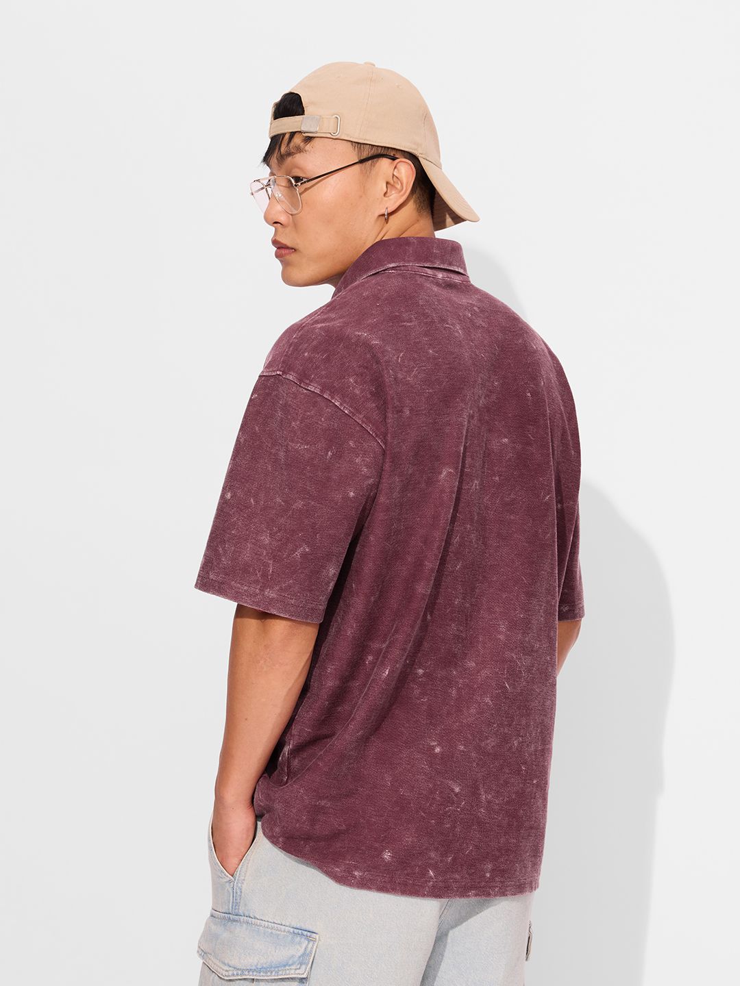 Buy TSS Originals: Burgundy (Acid Washed) Oversized Polo Online.