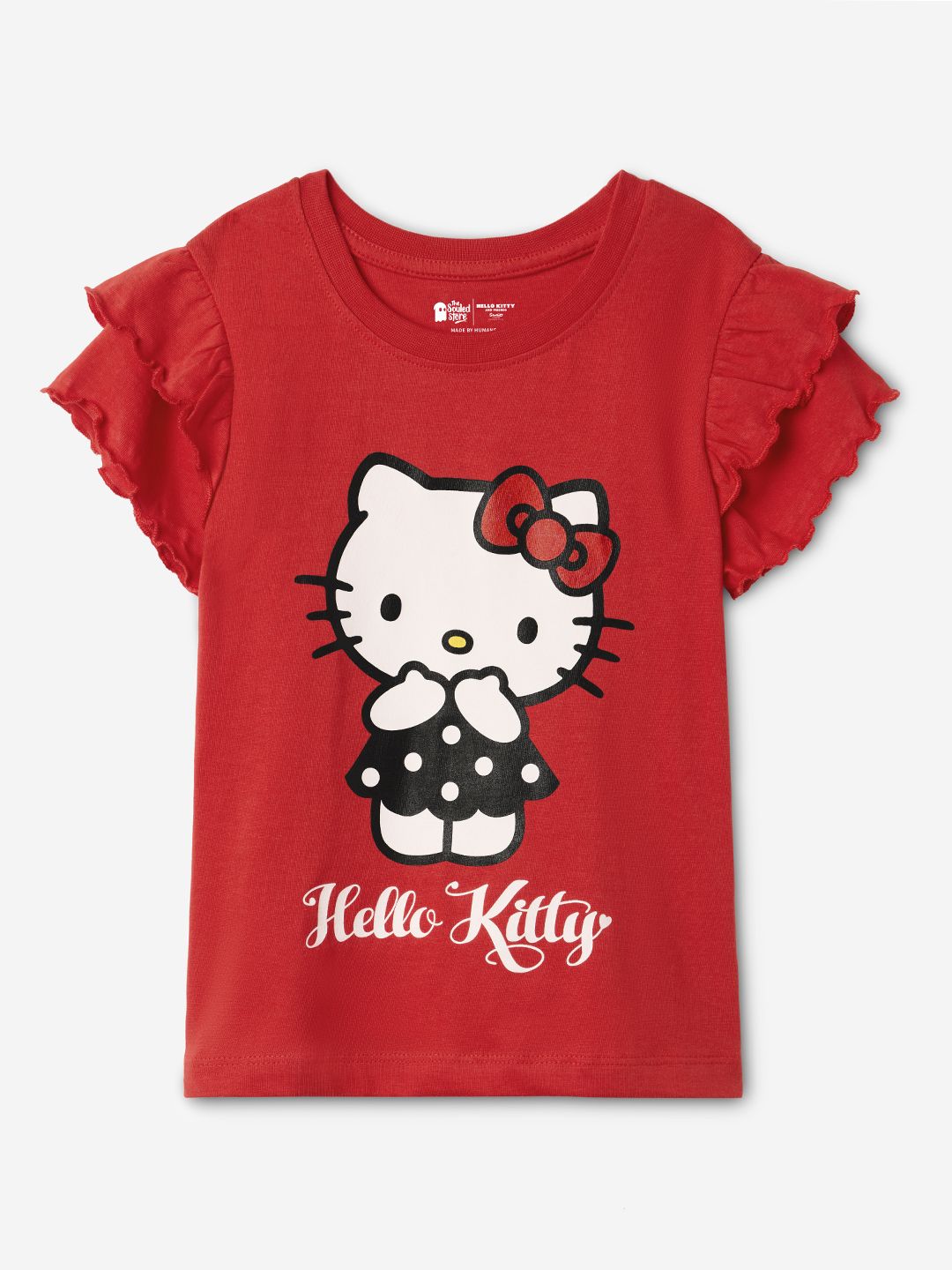 Buy Hello Kitty: Red Bow Girls Cotton Flutter Sleeve Tops Online