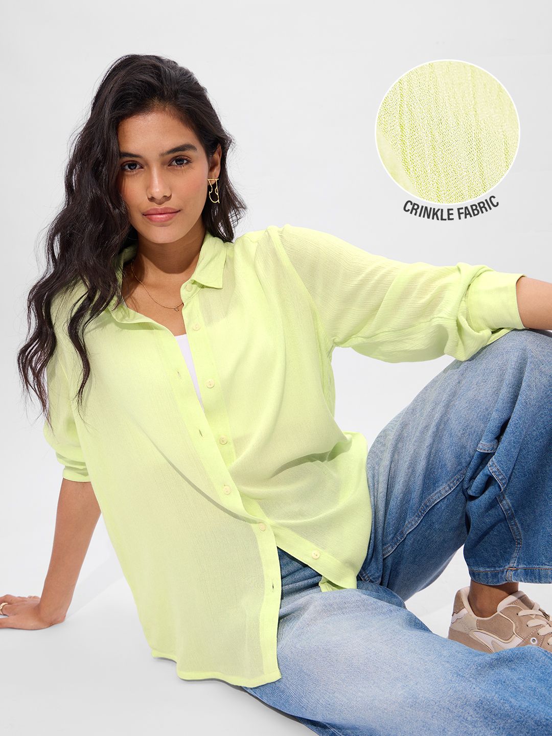 Buy Solids: Mint Green Boyfriend Shirt Online