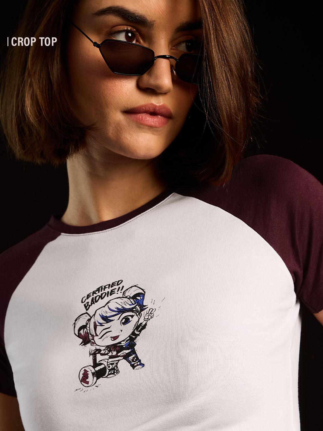 Buy Harley Quinn: Chaotic Baddie Women Cropped Tops T-shirts Online