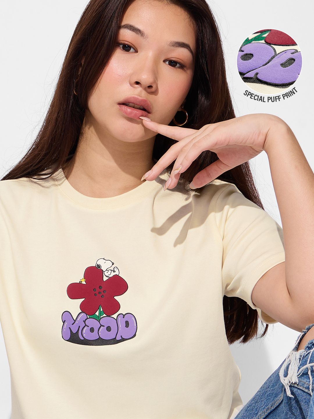 Buy Peanuts: Mood Women Relaxed Fit T-shirts Online