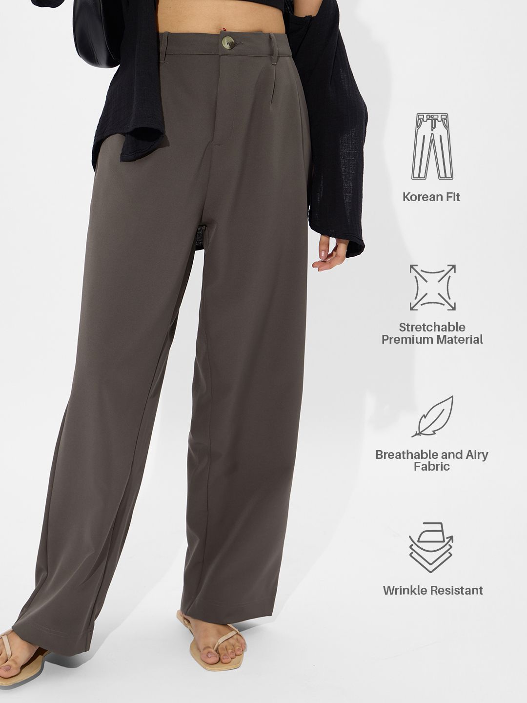 Buy Korean Pants: Grey Women Pants online at The Souled Store.