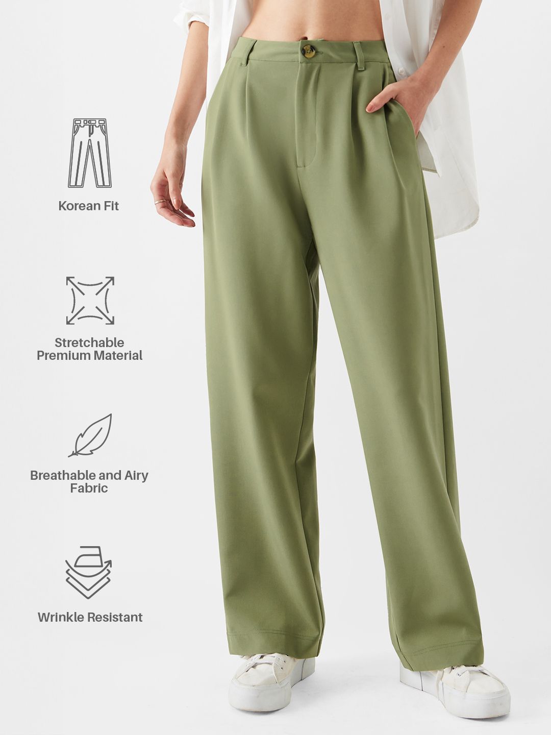 Buy Korean Pants: Fern Green Women Pants online at The Souled Store.
