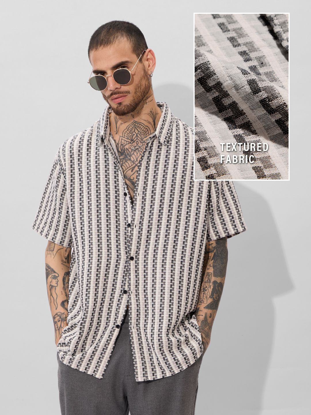 Buy Stripes: Aztec White Summer Shirts Online