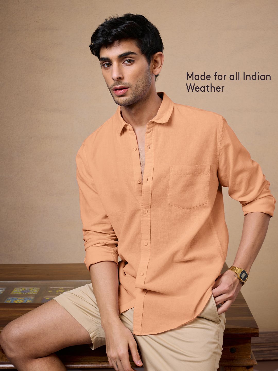 Buy Solids: Peach Men's Shirt Online