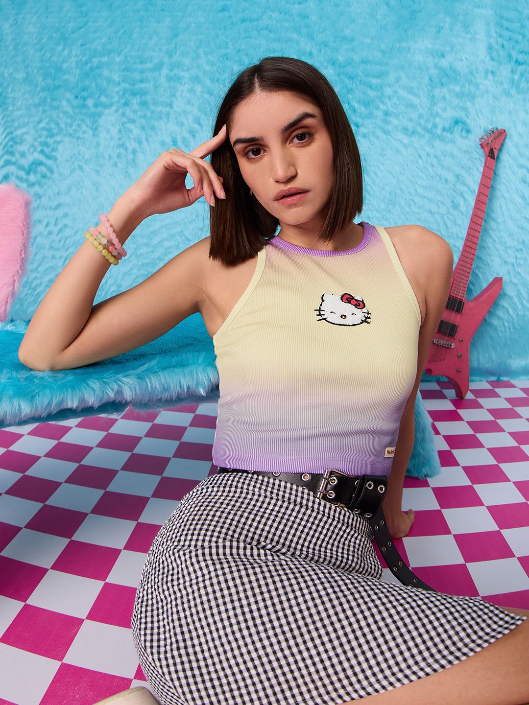 Buy Hello Kitty Meow Cropped Tank Tops Online at The Souled Store.