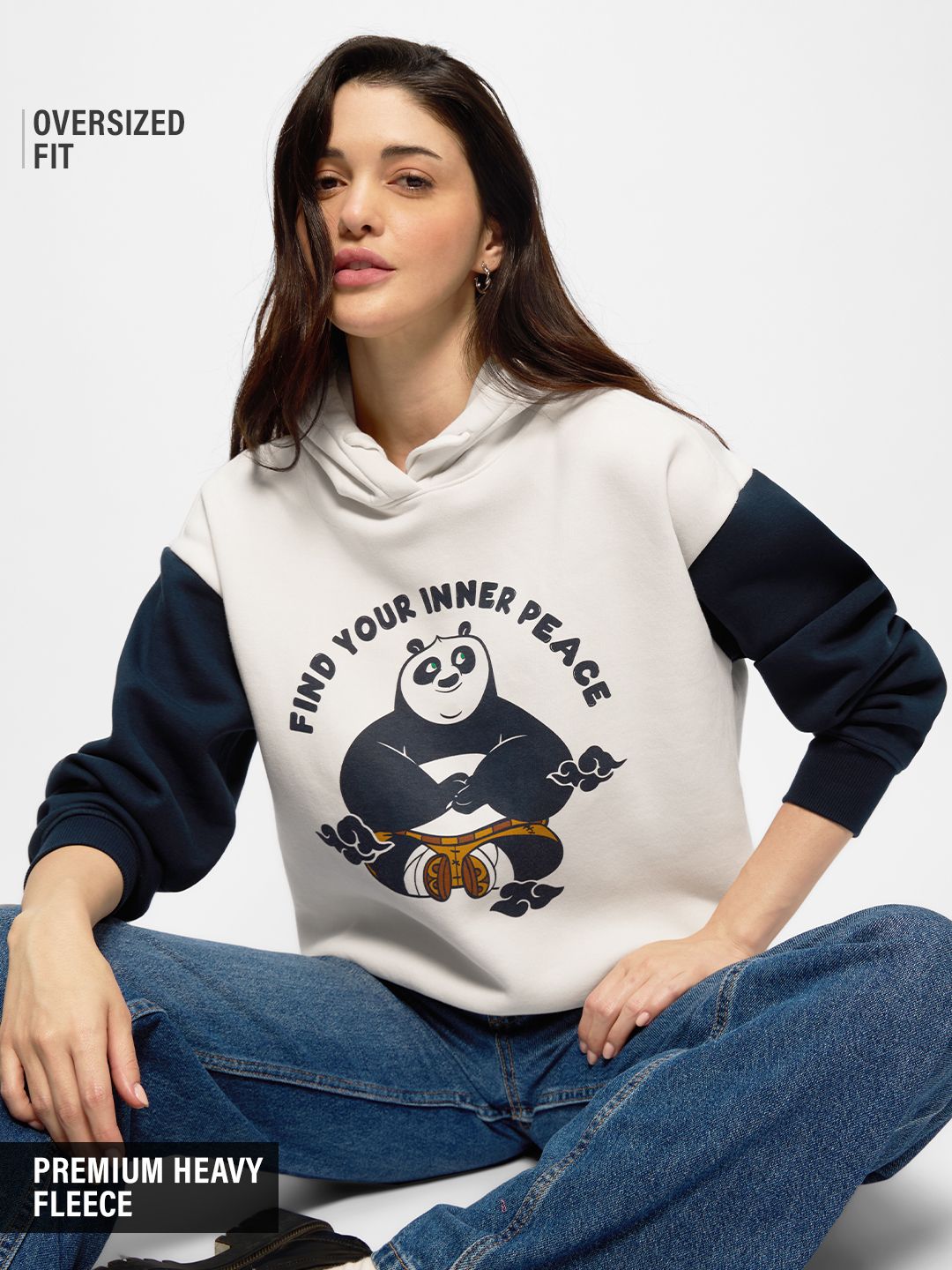 Buy Official Kung Fu Panda: Po & Peace Women Cropped Oversized Hoodies Online