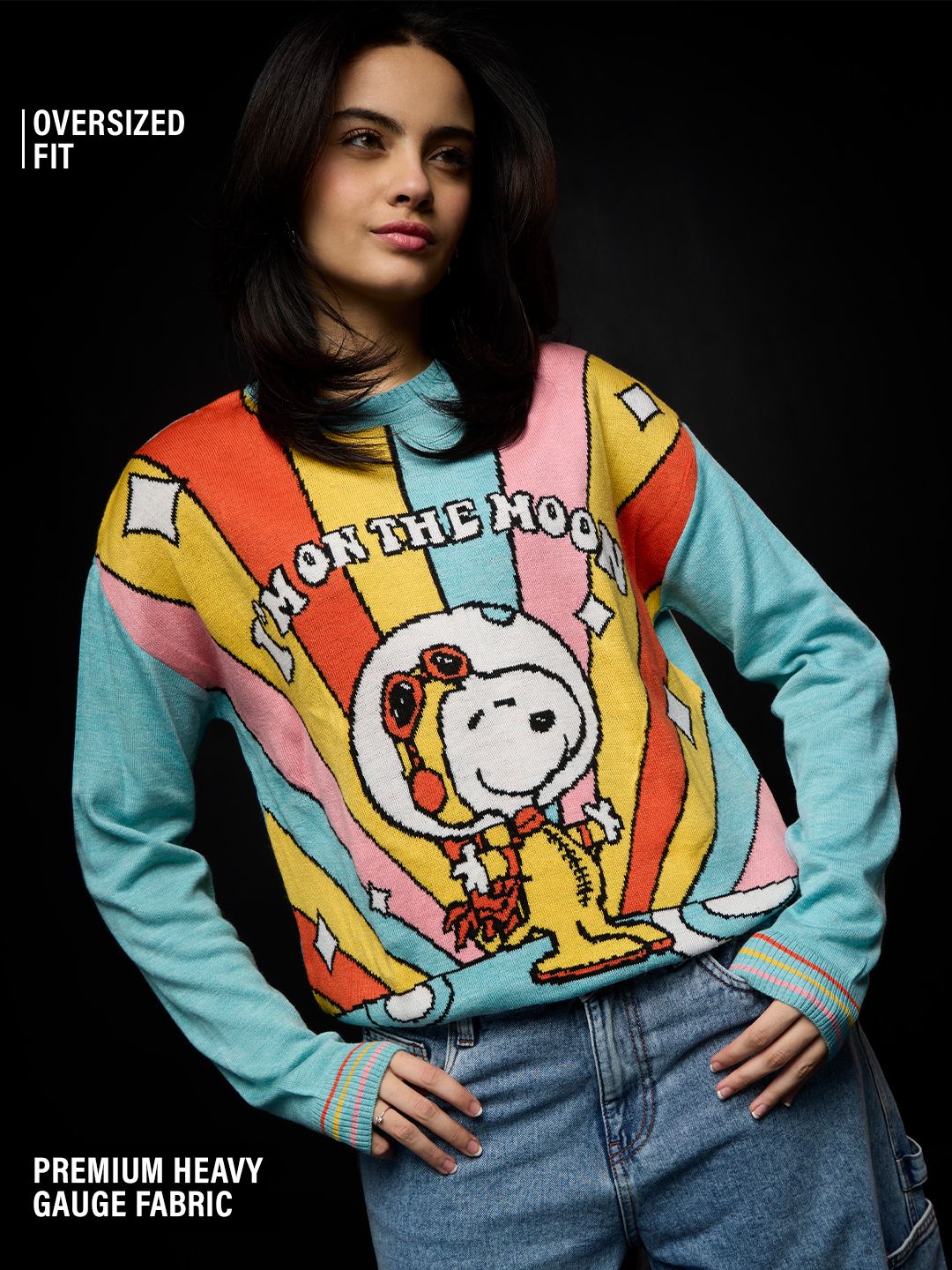 Buy Peanuts: On The Moon Women Oversized Sweaters online at The Souled ...