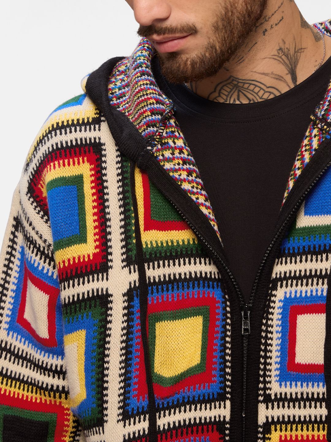 Buy Jacquard Hoodie: Colour Pop Mens Oversized Pullover Online