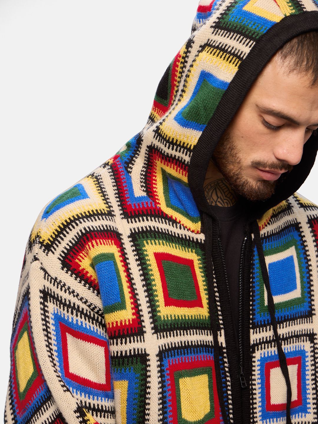 Buy Jacquard Hoodie: Colour Pop Mens Oversized Pullover Online