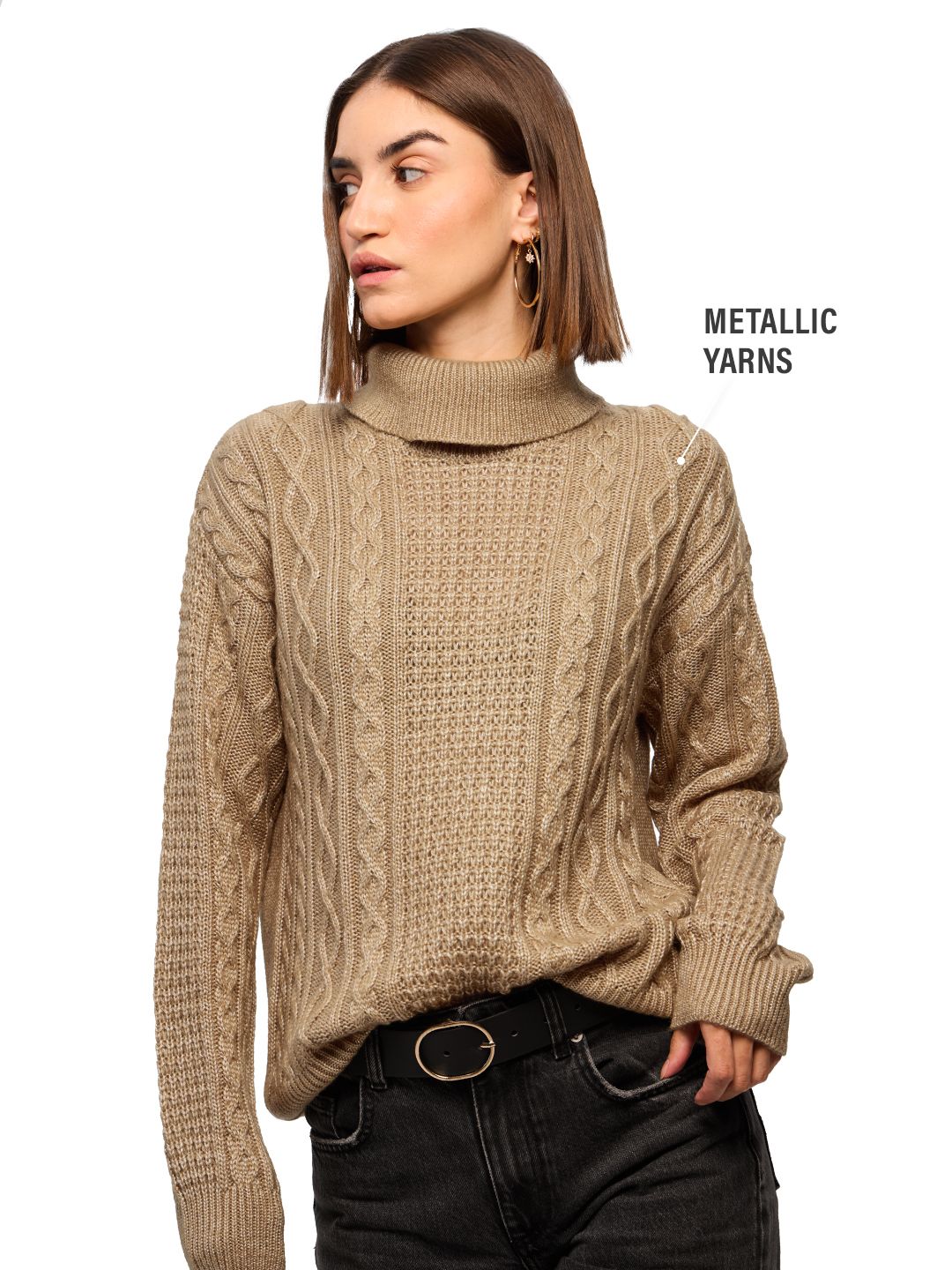 Buy Metallic Cable Knit: Champa Womens Oversized Sweaters Online