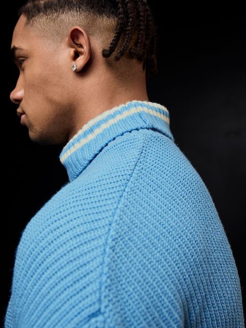 Buy Solids: Powder Blue Mens Knitted Sweaters Online