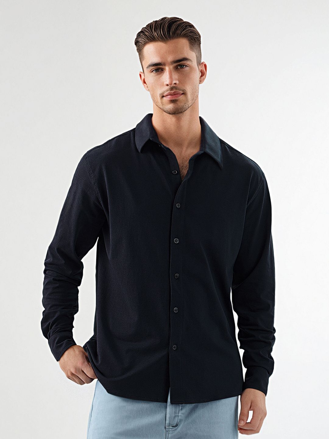 Buy Textured Shirt: Peony Knit Shirt Online