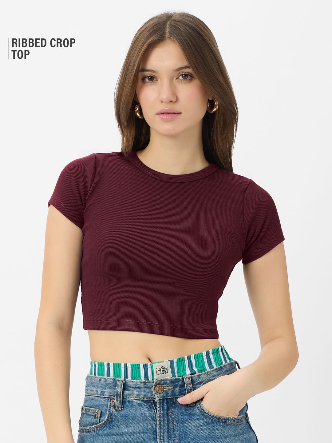 Buy Solids: Chocolate Brown Women Cropped Tops Online