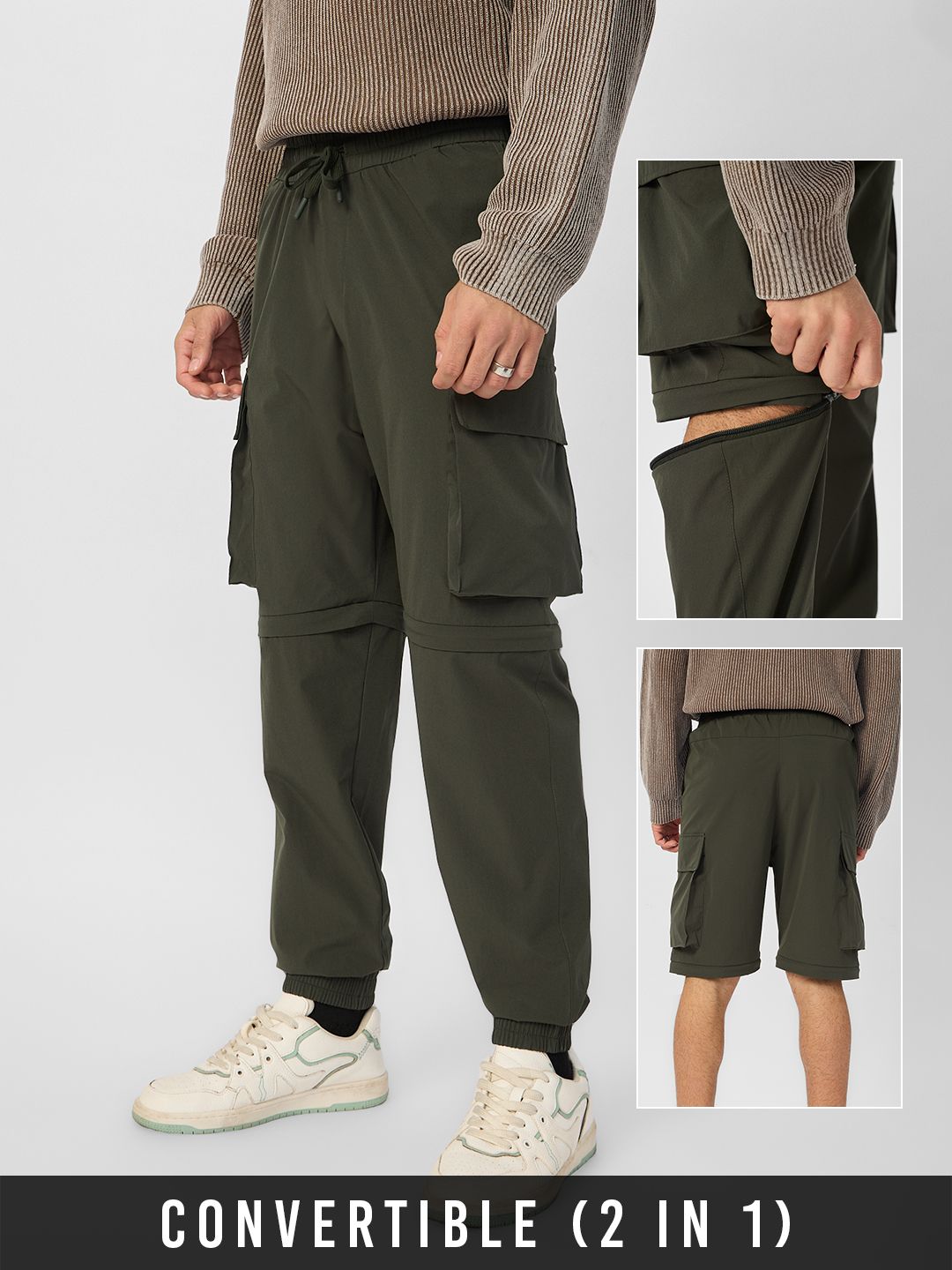 Buy Convertible Joggers: Olive Men Joggers Online