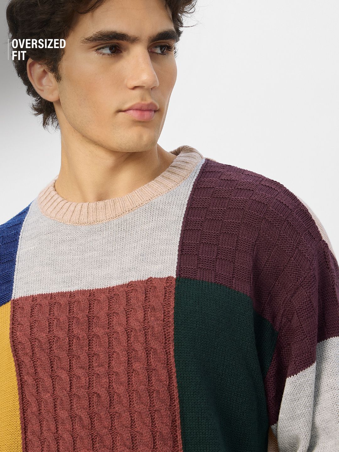 Buy Colourblock Pullover: Autumn Mens Oversized Pullover Online