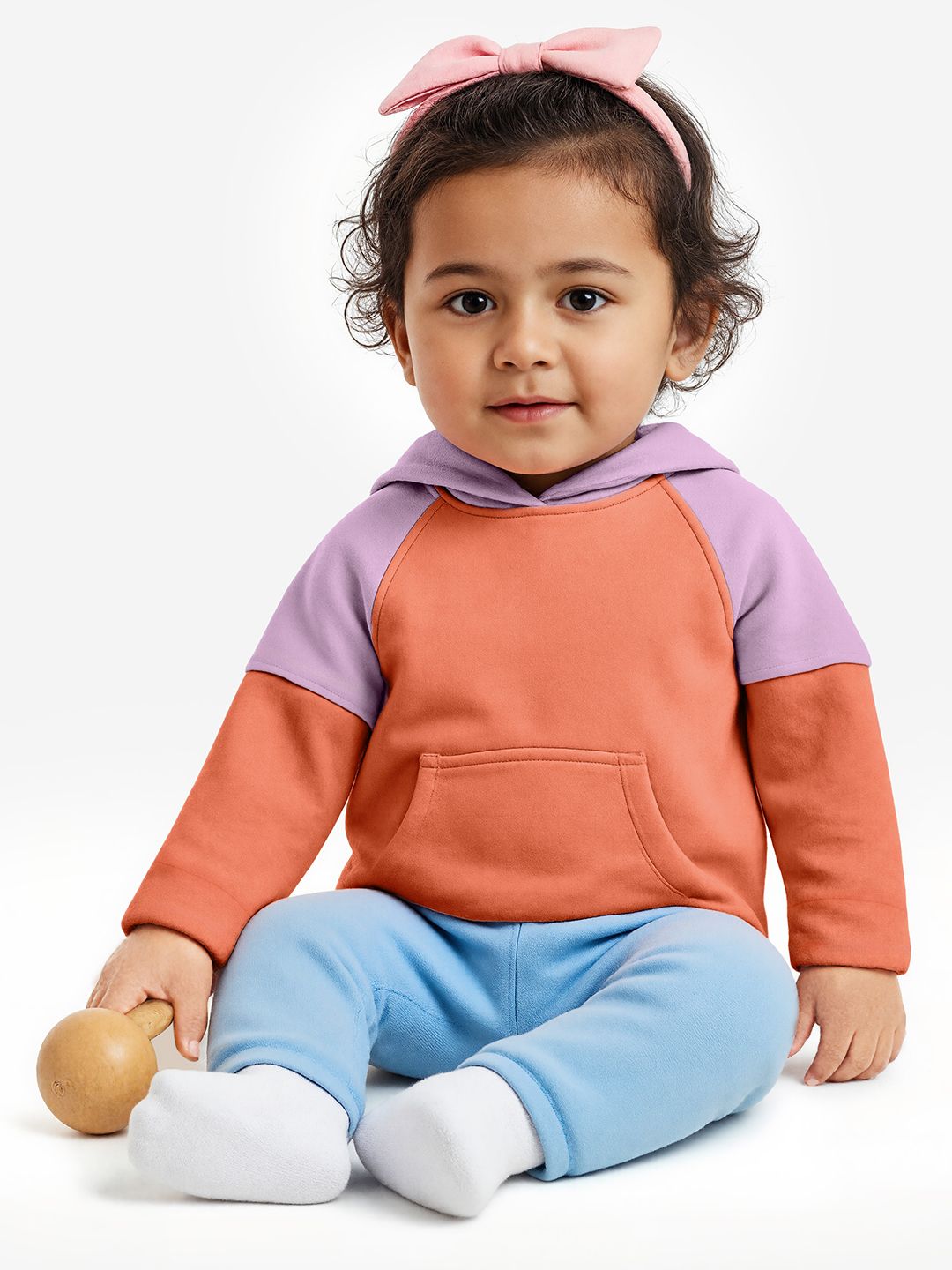 Buy Solids: Pink, Purple (Colourblock) Girls Cotton Hoodies online at ...