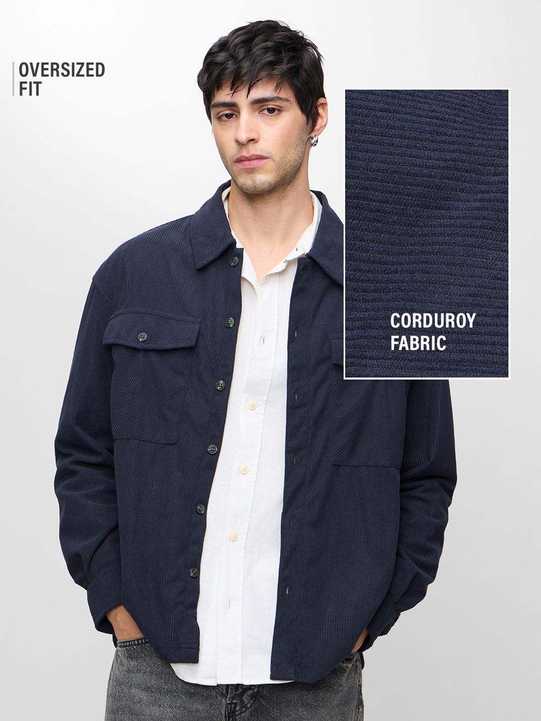 Buy Corduroy Shacket: Navy Men Shacket Online