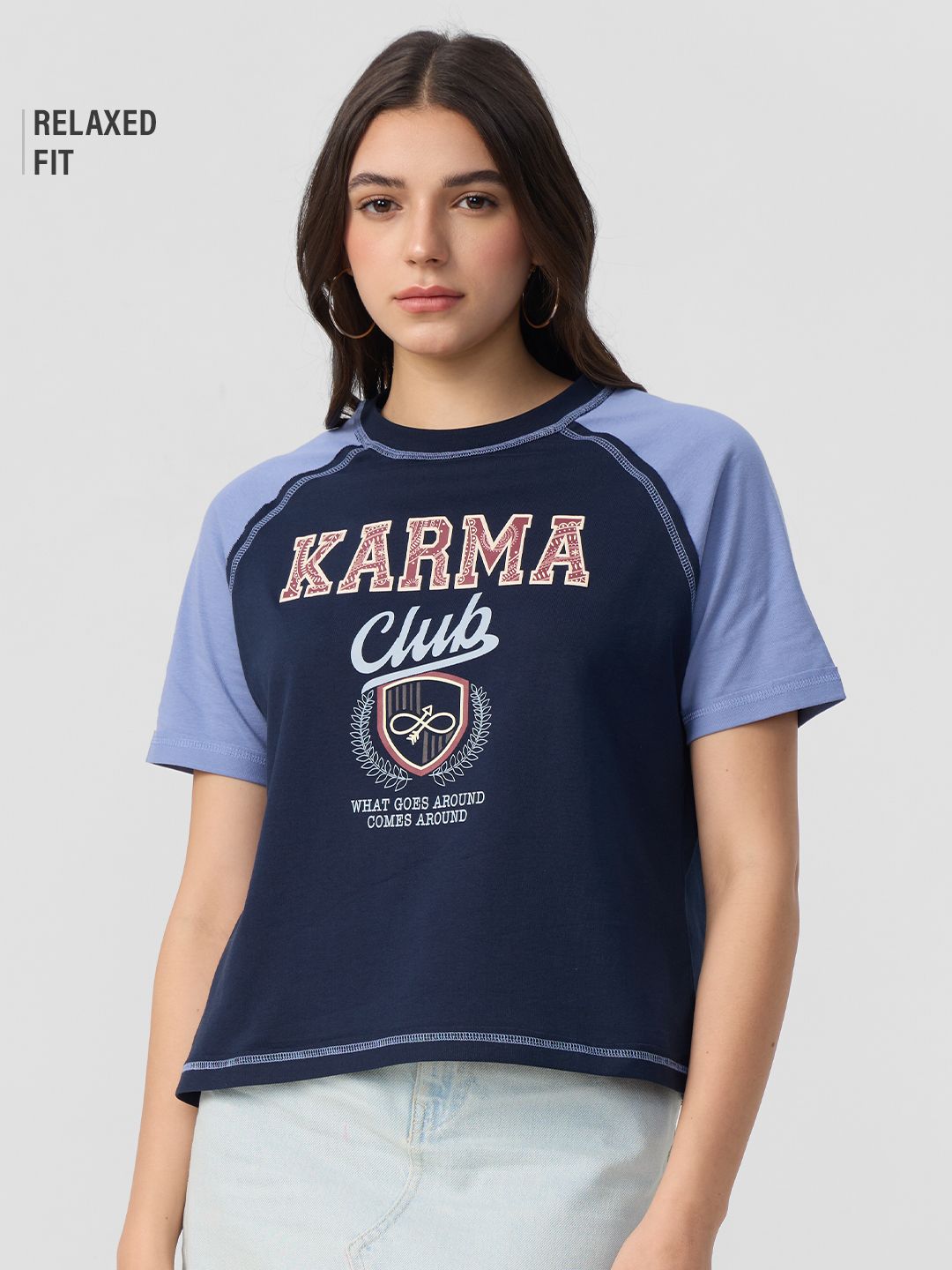 Buy TSS Originals: Karma Club Women Oversized Cropped T-Shirts Online
