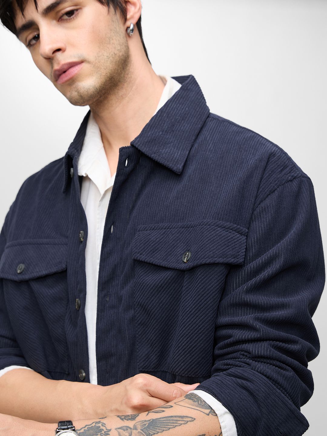 Buy Corduroy Shacket: Navy Men Shacket Online